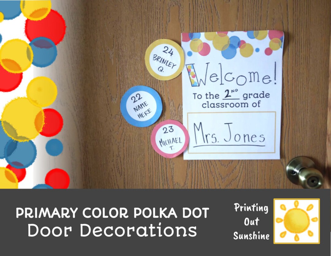 Primary Color Polka Dot Door Decorations and Welcome Sign - Etsy