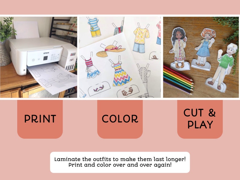 Color Your Own Summer Outfits Pack Sunshine Dolls - Etsy