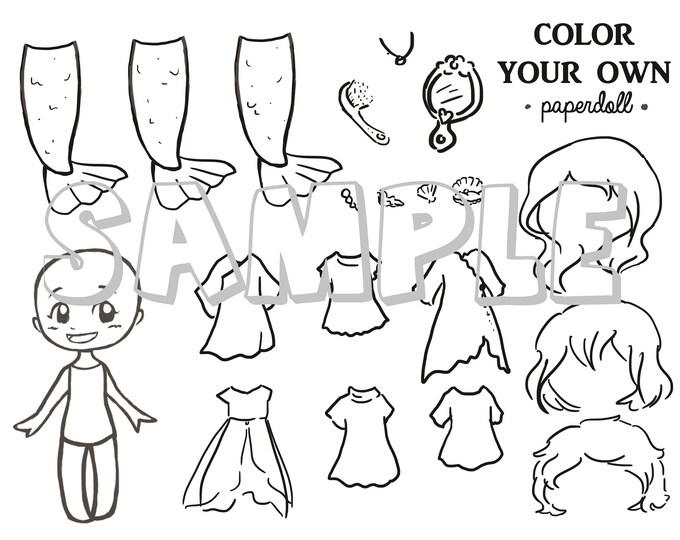DIGITAL FILE Color Your Own Princess Paper Doll - Etsy Canada