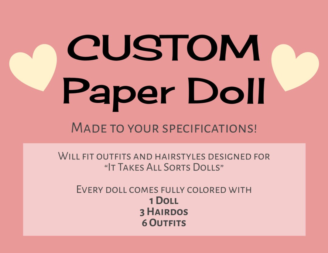 CUSTOM Paper Doll Made to Your Specifications It Takes All Sorts - Etsy