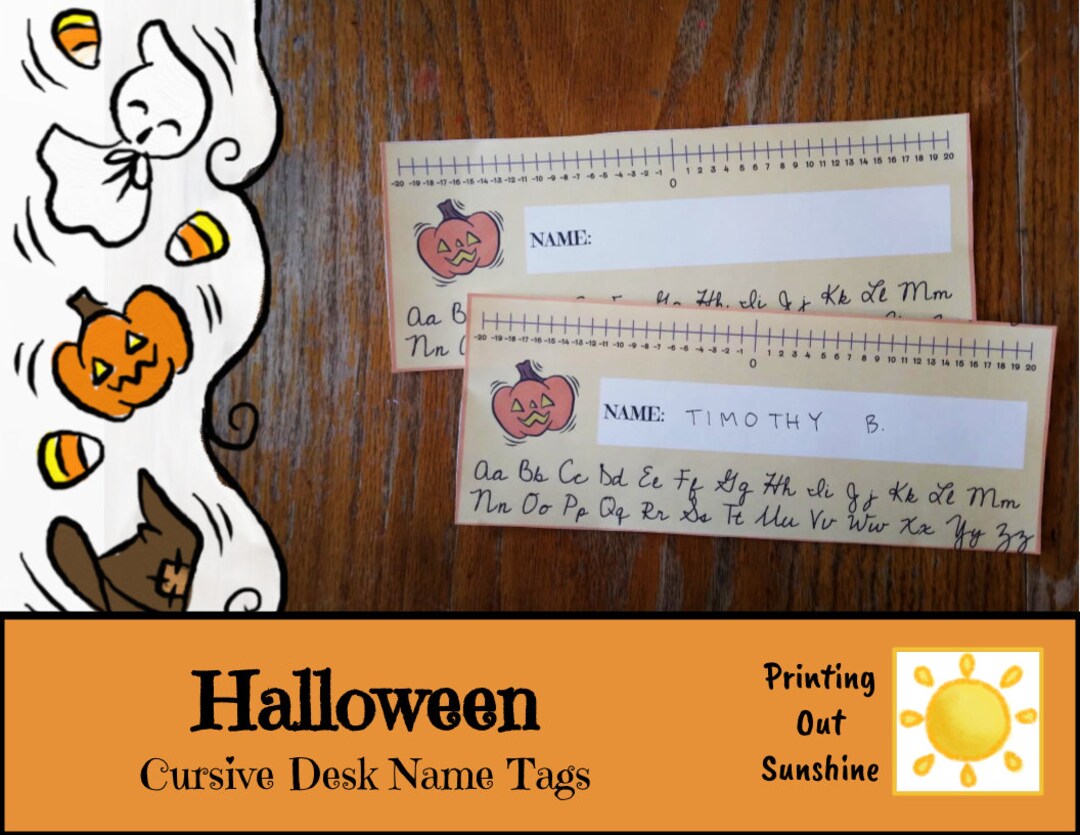 Halloween Cursive Lettering Desk Name Tags - Etsy