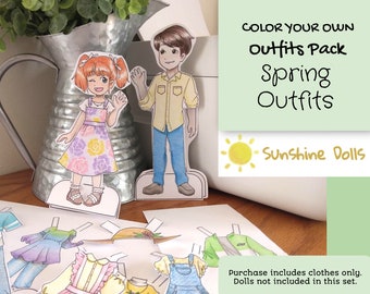 Color Your Own Winter Outfits Pack Sunshine Dolls - Etsy