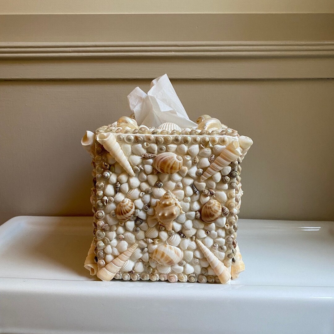 Handmade Shell Tissue Box Cover cube - Etsy