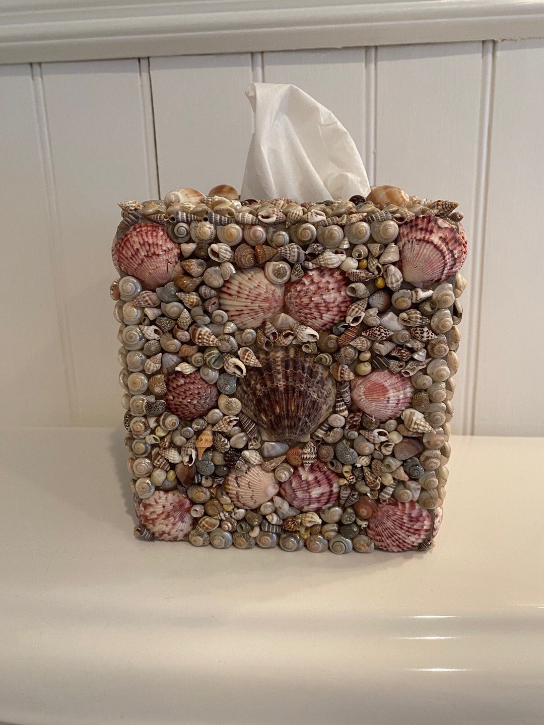 Handmade Shell Tissue Box Cover (cube) - Etsy