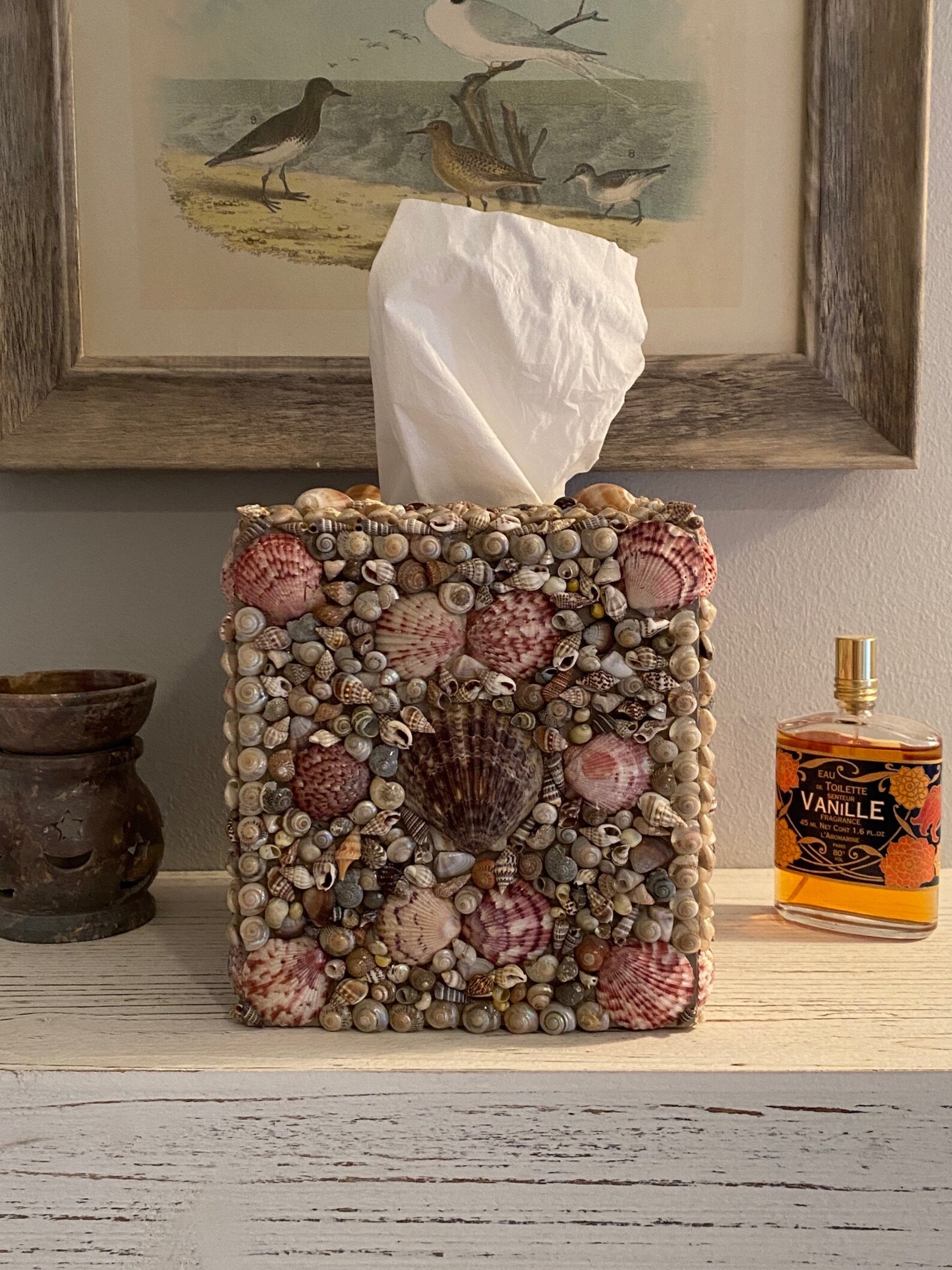Handmade Shell Tissue Box Cover cube - Etsy