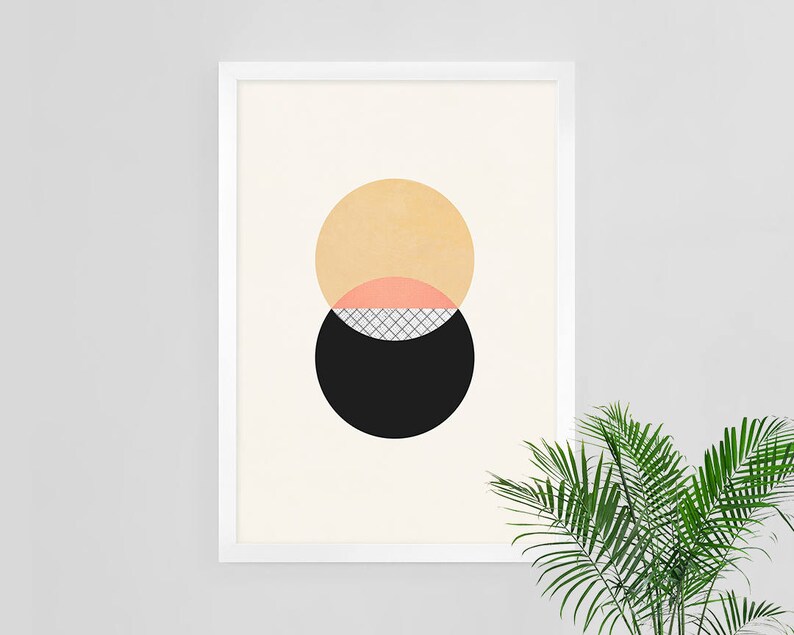 Dualism Geometric Print, Printable Gold Black Abstract, Mid Century ...