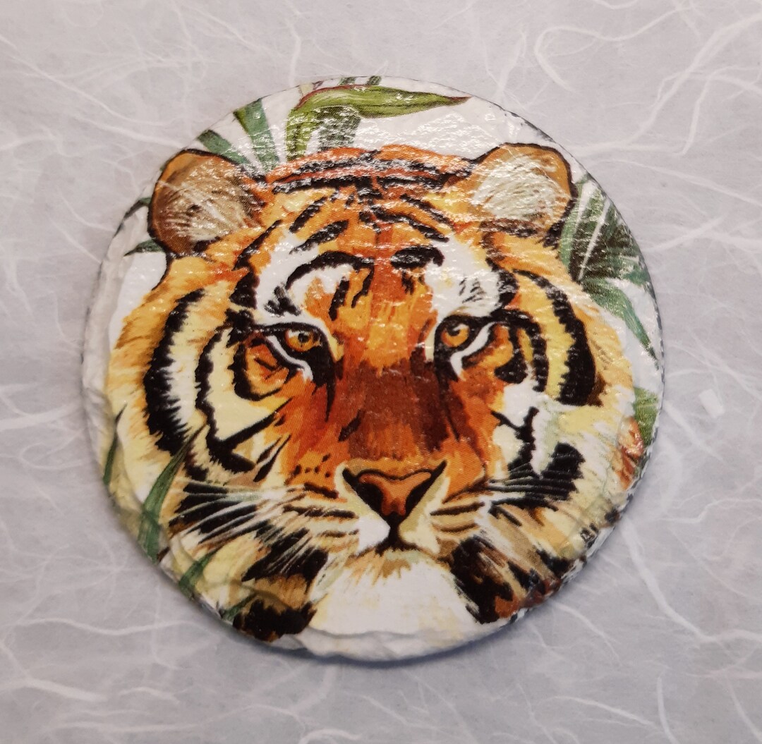 Tigers Head Tiger Round Slate Drinks Coaster Mat Handmade Gift - Etsy