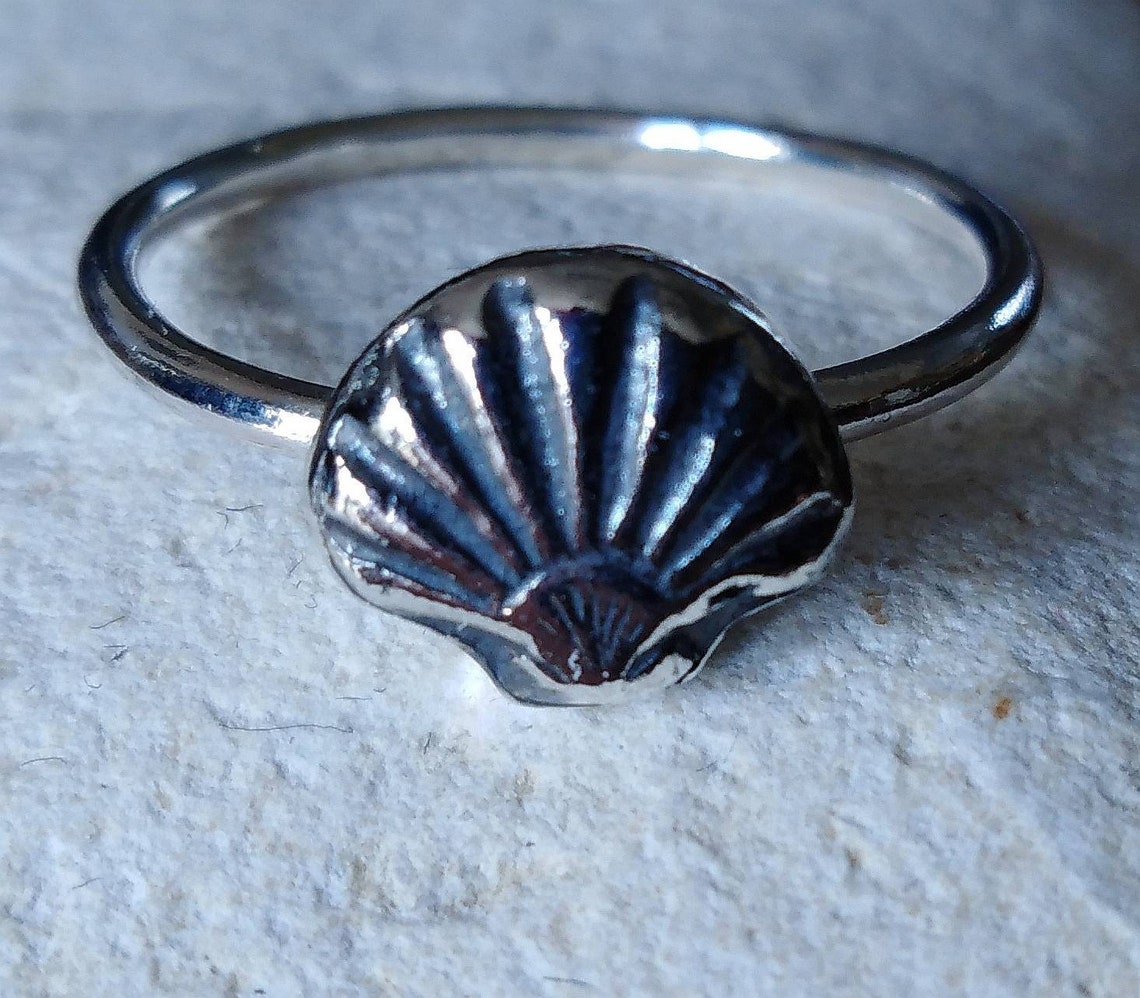 Scallop Shell Sterling Silver Ring - Etsy