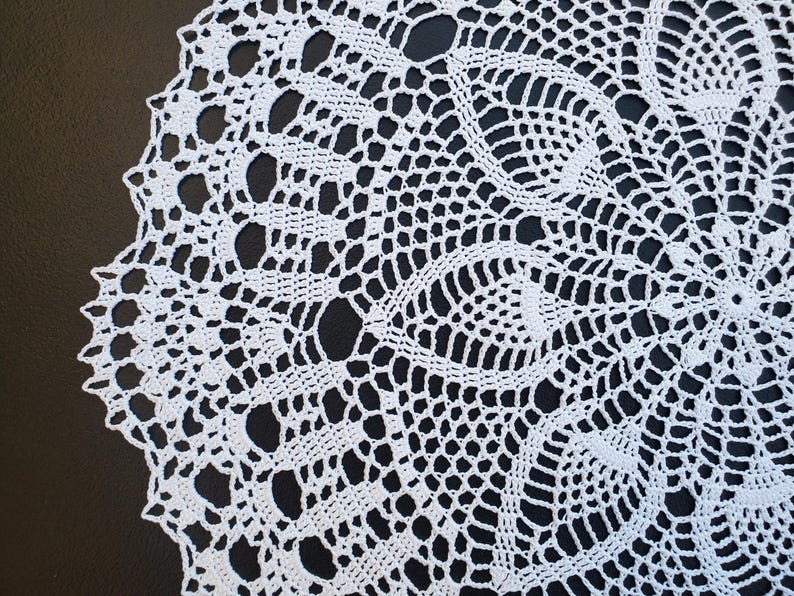 White Round Doily 21 In. Diameter Handmade From Cotton - Etsy