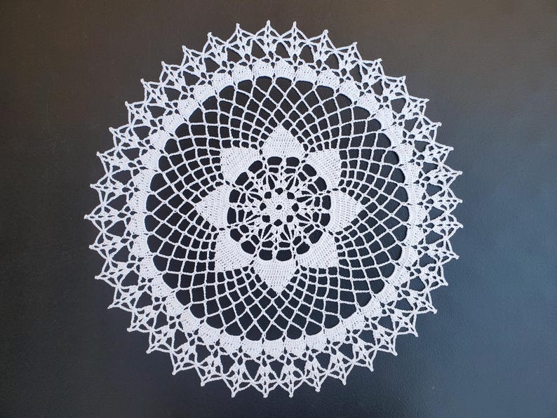 White Round Doily 16 In. Diameter Handmade From Cotton - Etsy