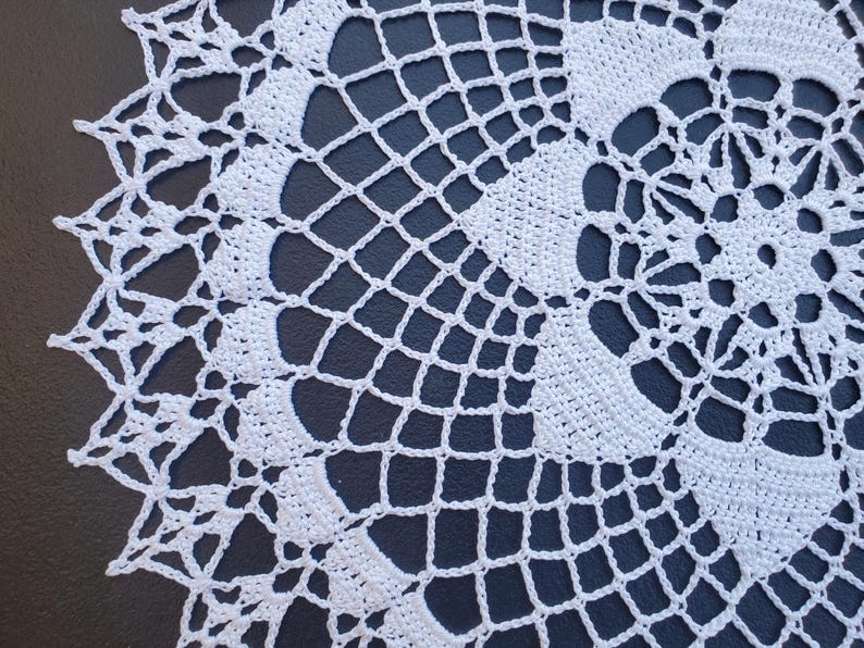 White Round Doily 16 In. Diameter Handmade From Cotton - Etsy