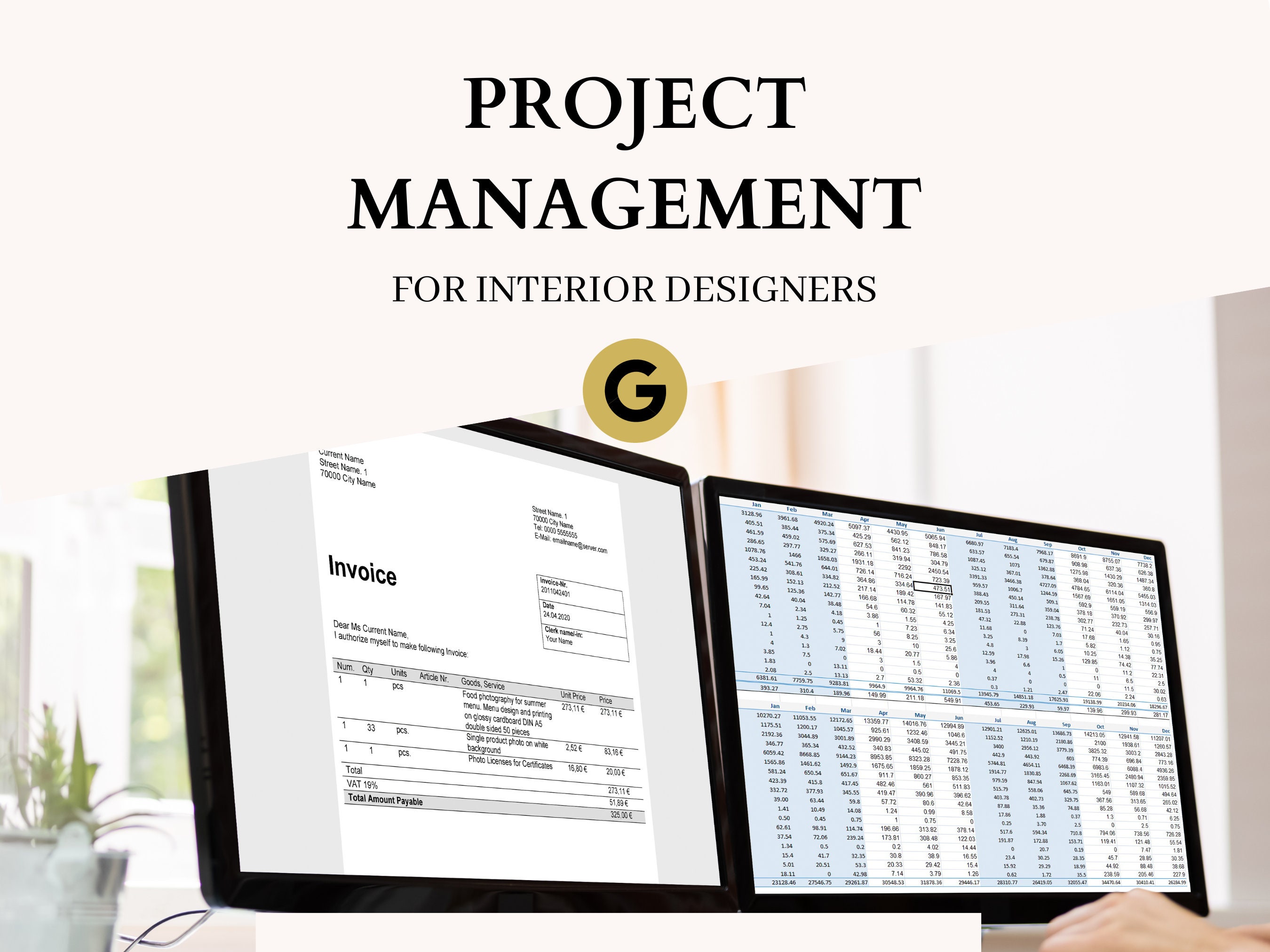 Project Management Spreadsheet Interior Design Program Product ...