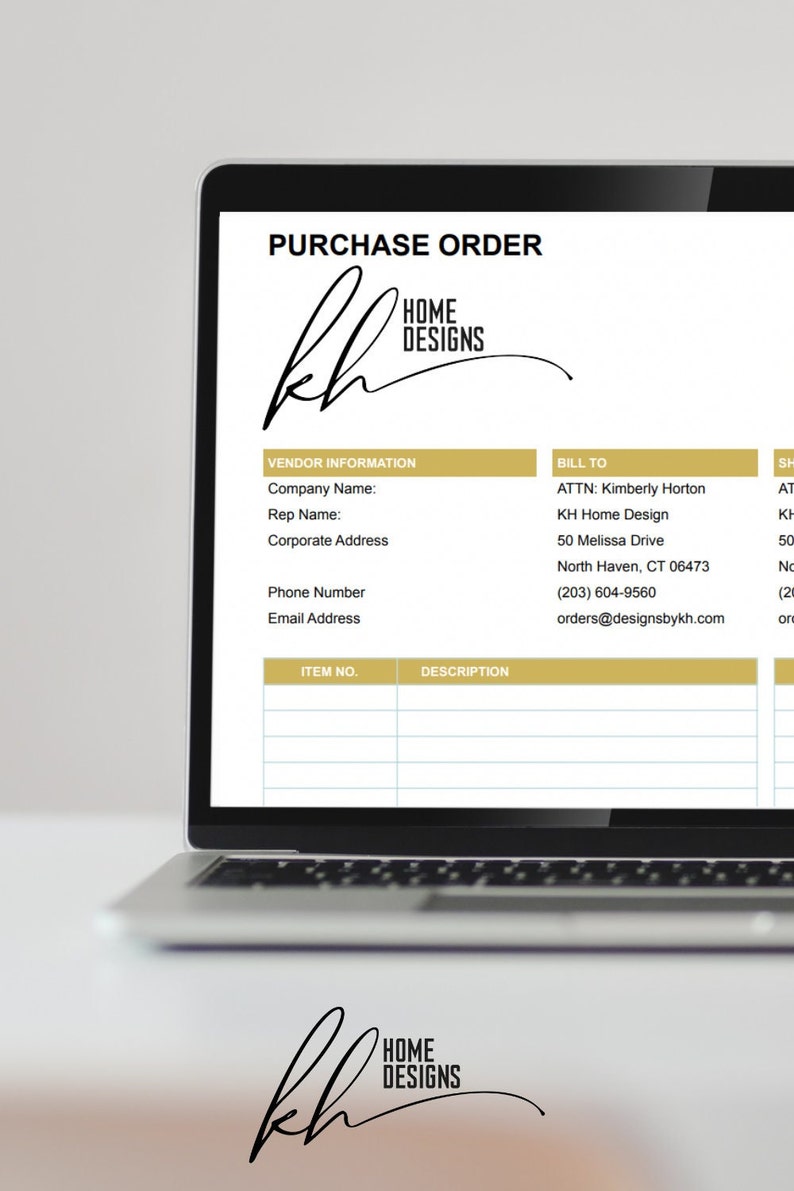Purchase Order Template | Google Sheets | Interior Design Forms ...
