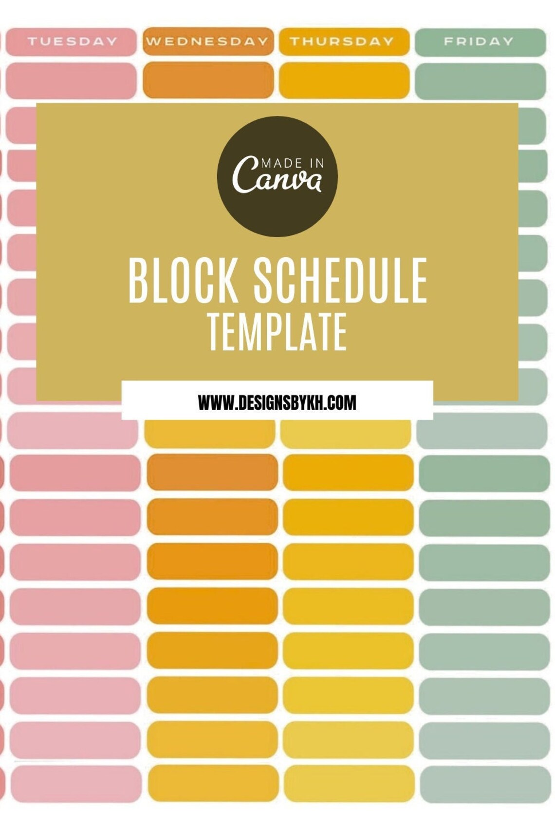 Block Schedule Template for Interior Designer Editable - Etsy