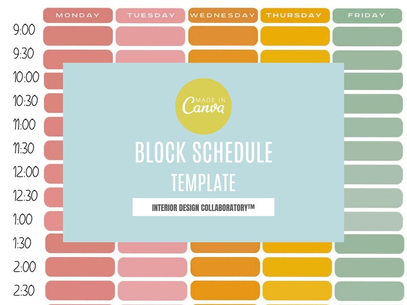 Block Schedule Template for Interior Designer | Editable Template ...