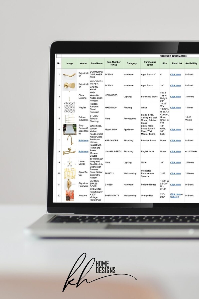 Project Management Spreadsheet Interior Design Program Product ...