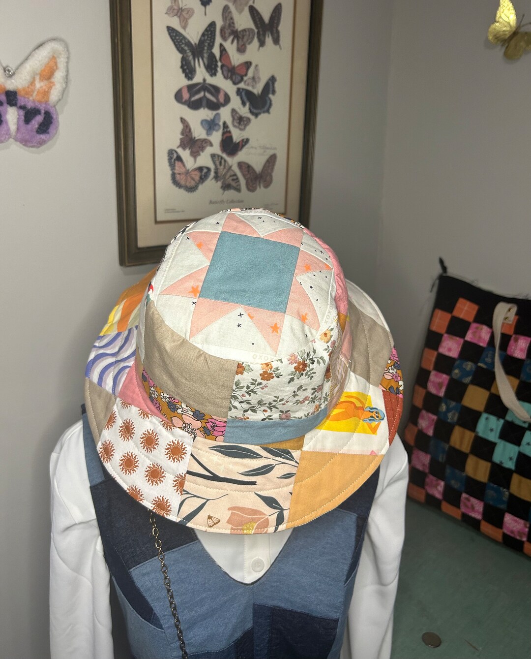 Quilted Reversible Bucket Hat // Cottage Core Handmade Hat - Etsy