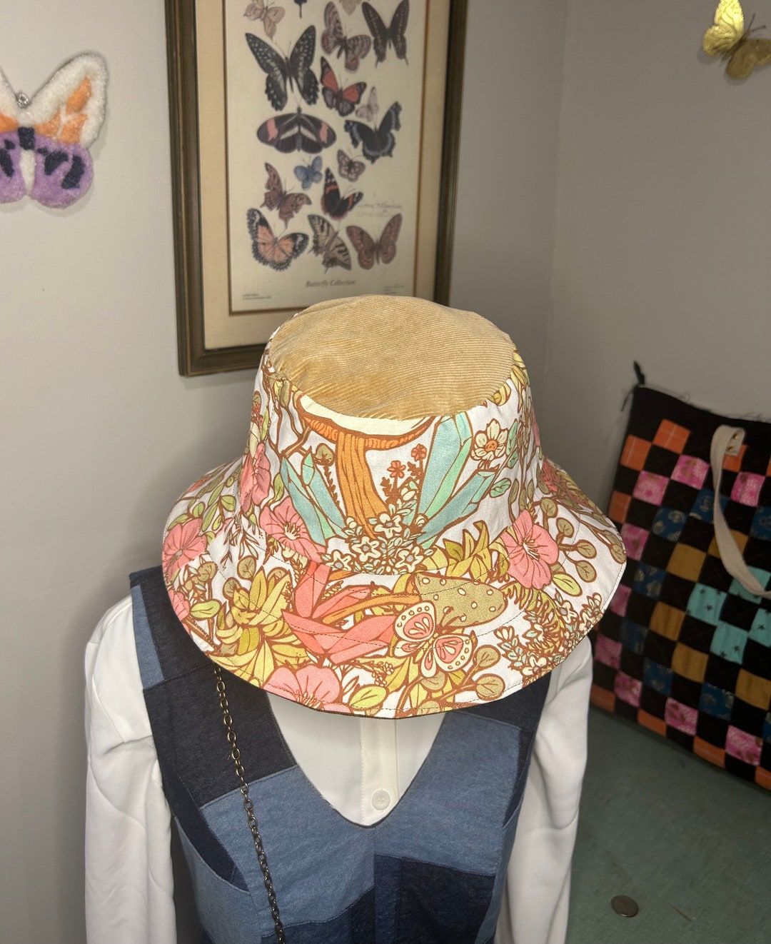 Quilted Reversible Bucket Hat // Cottage Core Handmade Hat - Etsy