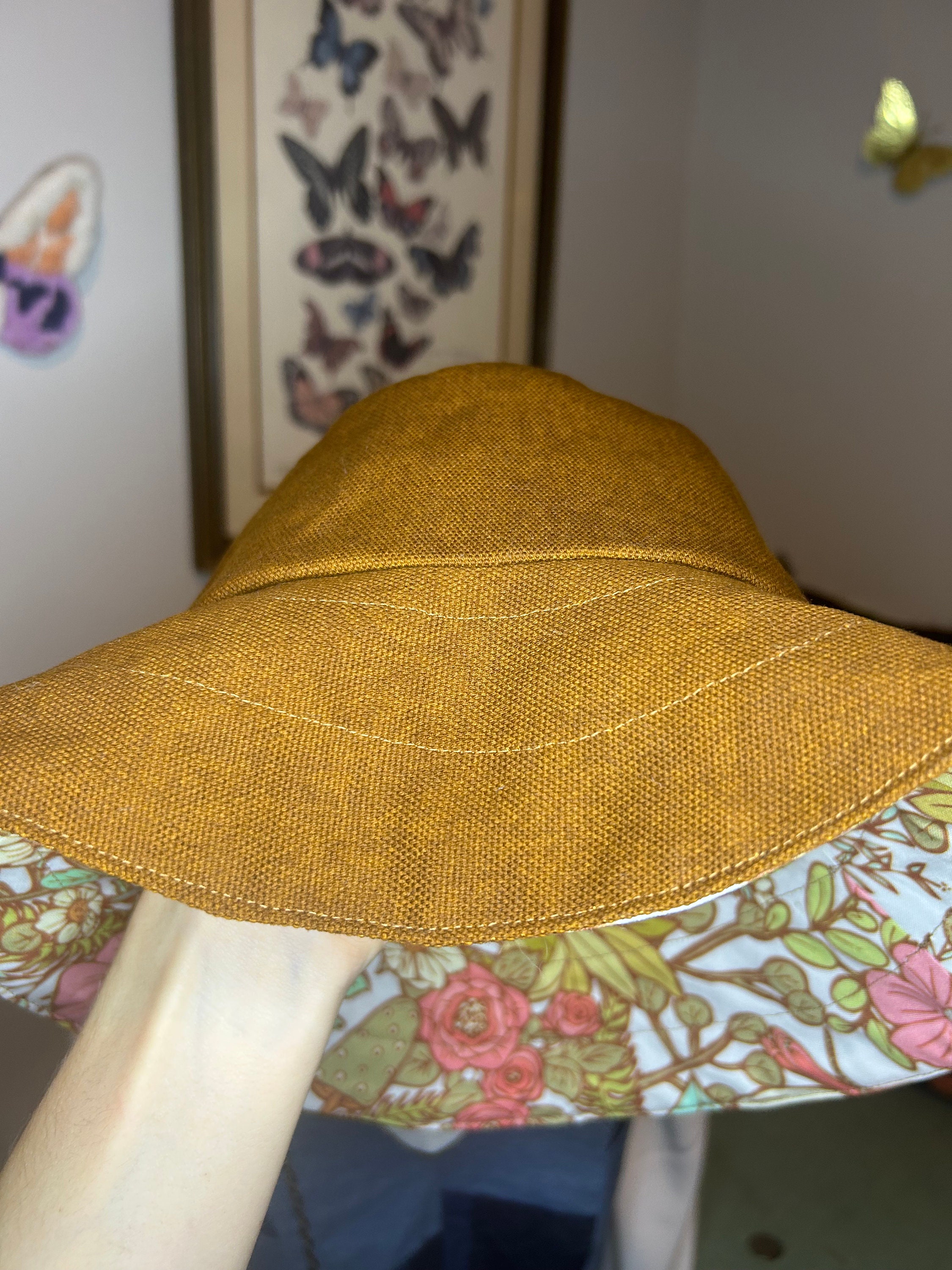 Quilted Reversible Bucket Hat // Cottage Core Handmade Hat - Etsy