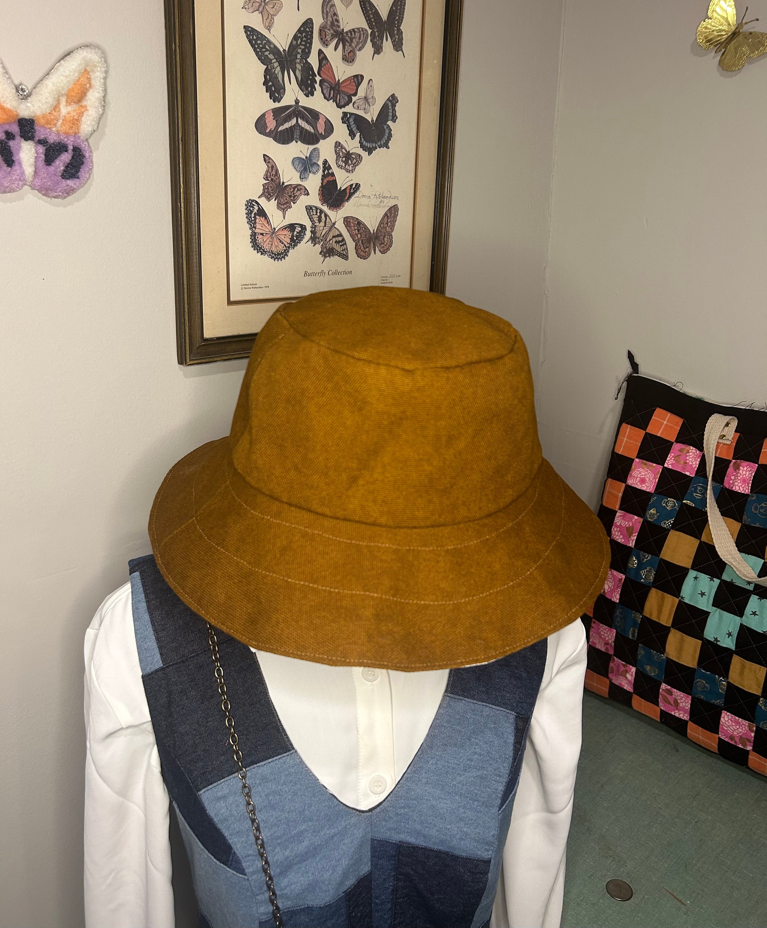 Quilted Reversible Bucket Hat // Cottage Core Handmade Hat - Etsy