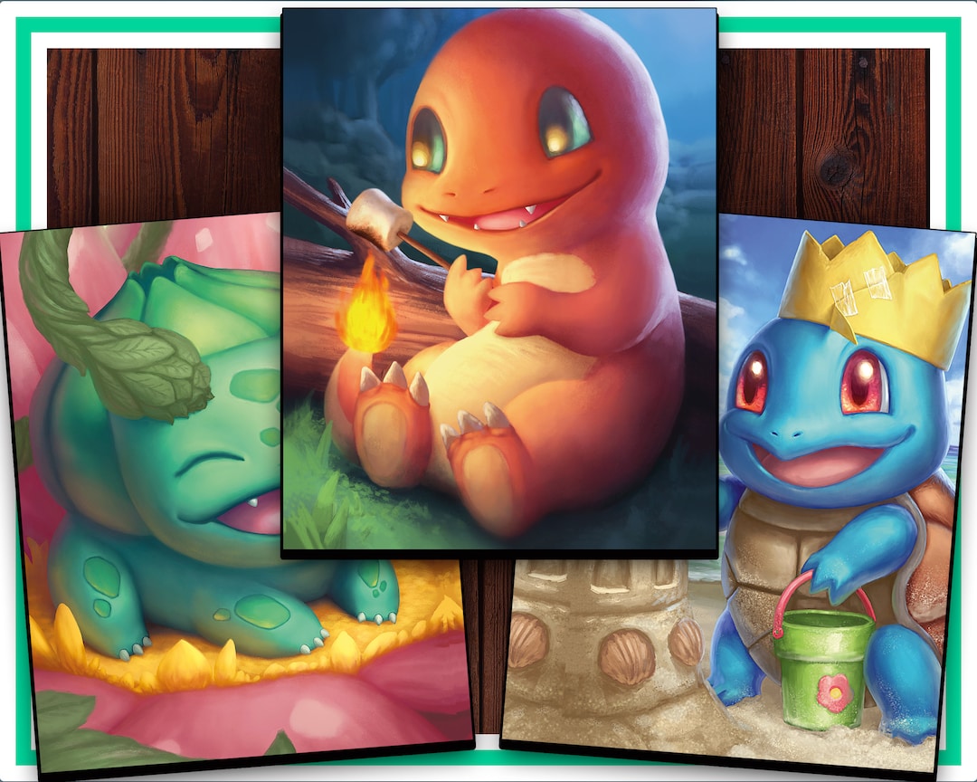 Pokemon Starters Canvas Prints Charmander Bulbasaur Squirtle Home Decor ...
