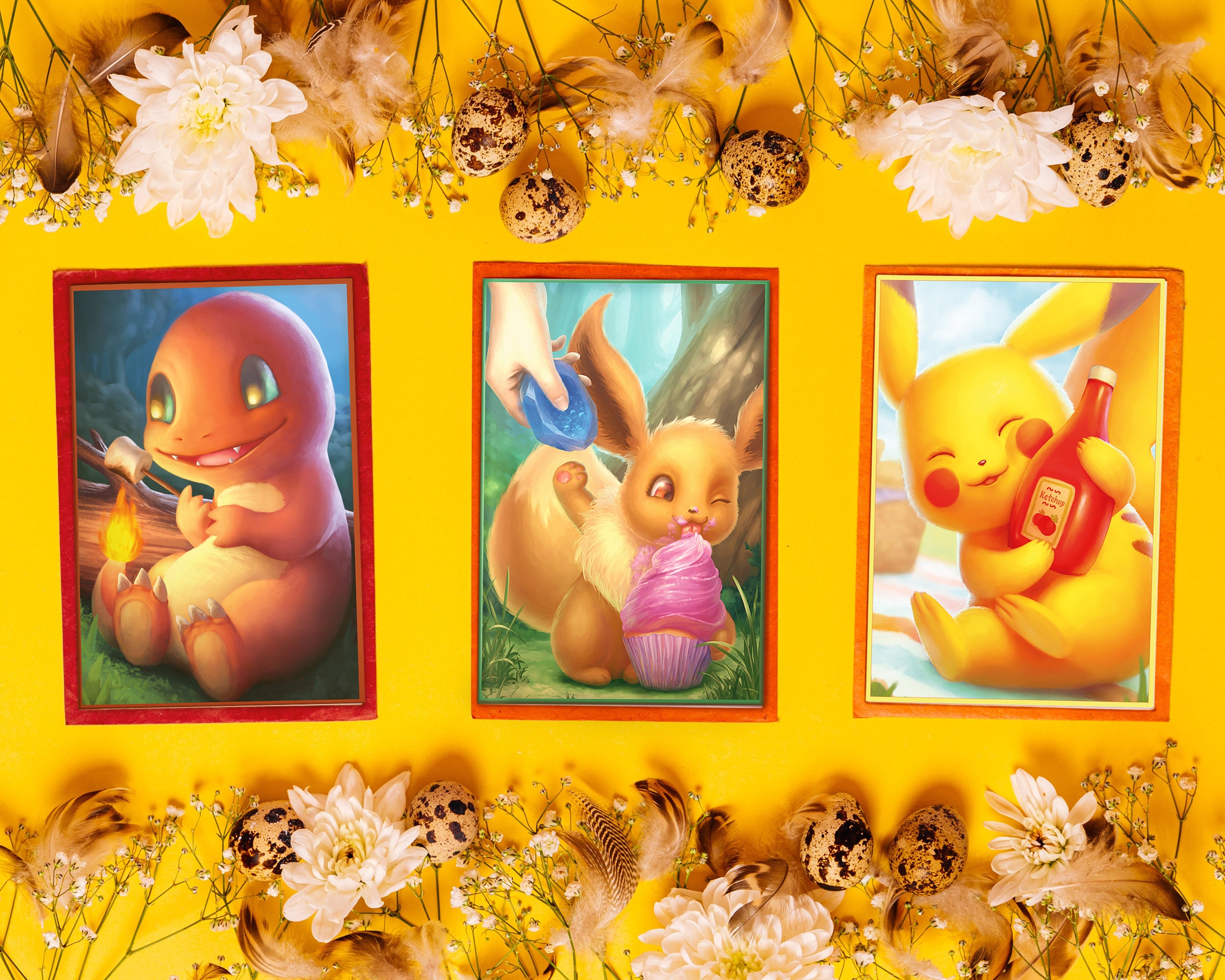 Pokemon Greeting Cards Magikarp Pikachu Charmander Eevee | Etsy