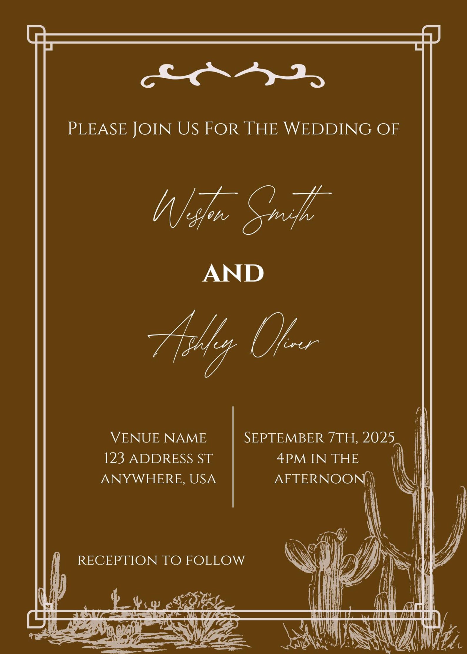 Neutral Western Wedding Invitation Template Set, Neutral Western Save ...