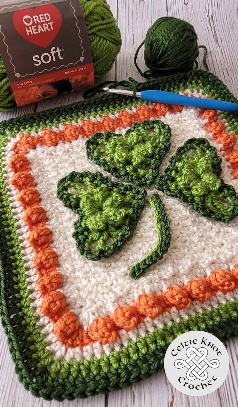 Crochet Shamrock Square, Crochet Square, Crochet Shamrock, Crochet ...