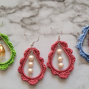 Crochet Earrings, Earrings, Thread Crochet Earrings, Dangle and Drop ...
