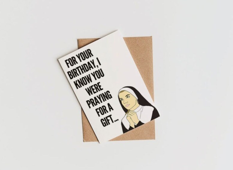 Nun Birthday Card | Printable Nun Birthday Card| Nun Card Funny | Nun ...