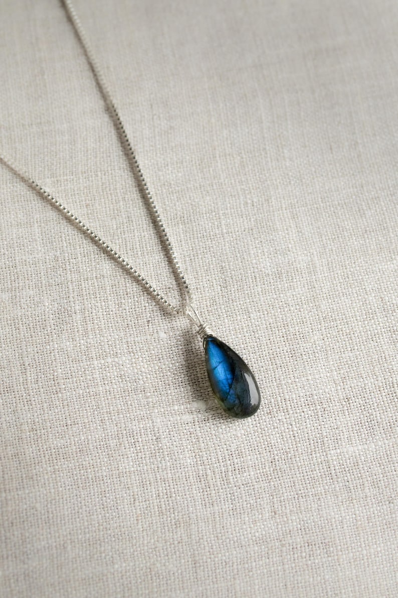 Labradorite Teardrop Necklace • Sterling Silver or 14kt Gold Filled ...