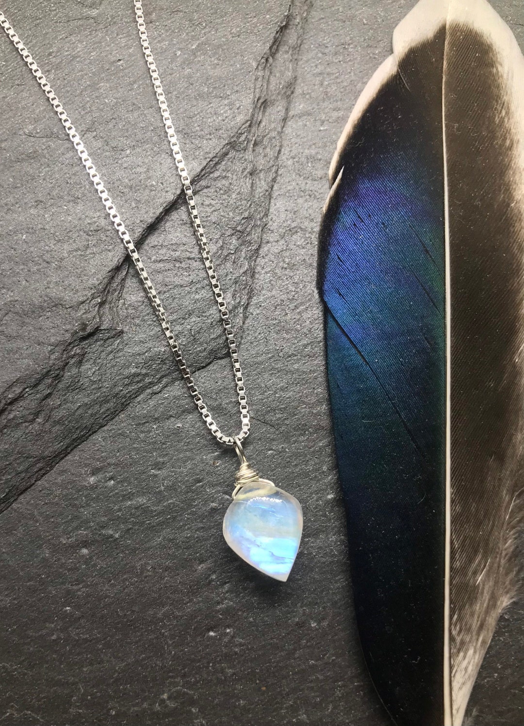 Healing Crystal Moonstone Necklace, Anxiety Relief Gemstone Jewelry ...