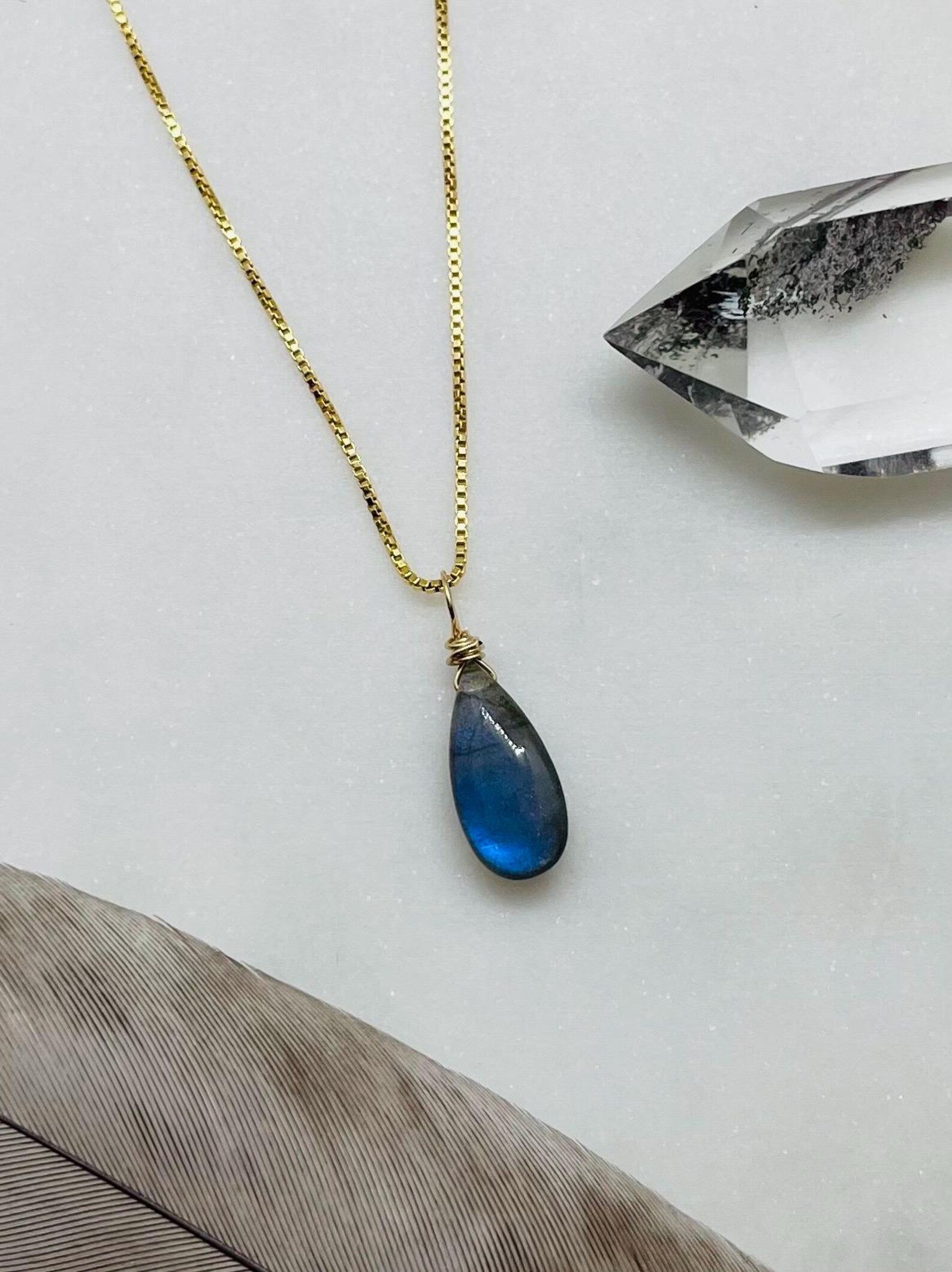 Blue Crystal Necklace, Empath Protection Jewelry, Gemstone Pendant for ...