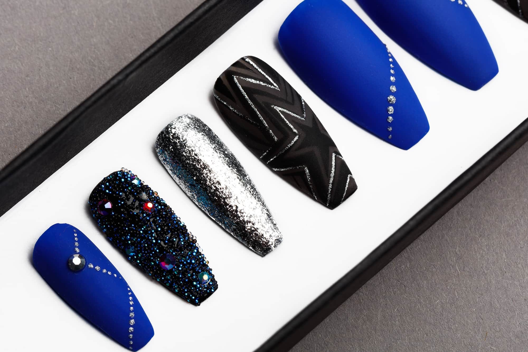 Ultramarine Star Press on Nails With Rhinestones Unicorn - Etsy