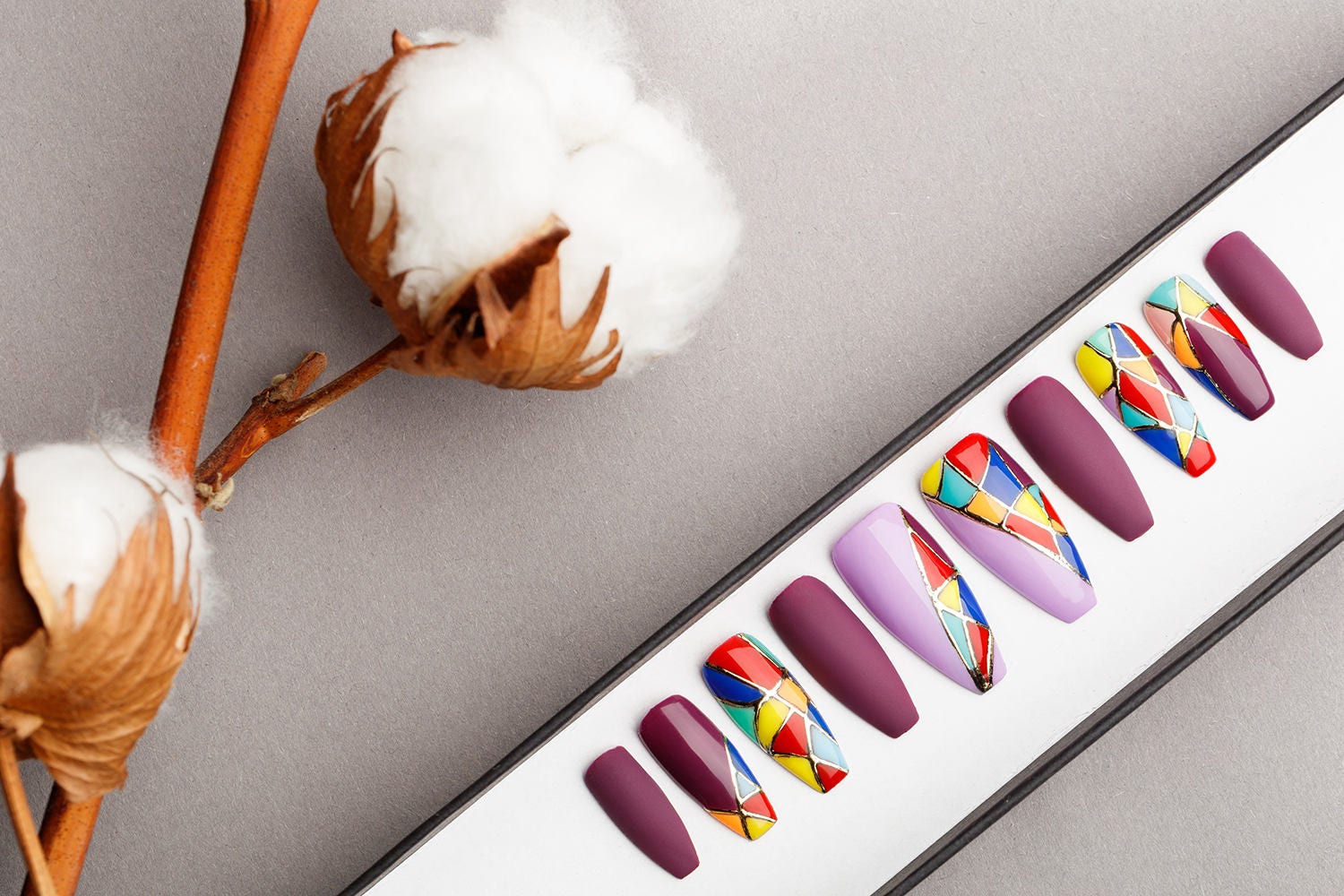 Enamel Jewelry Inspired Press on Nails Hand Painted Nail Art | Etsy