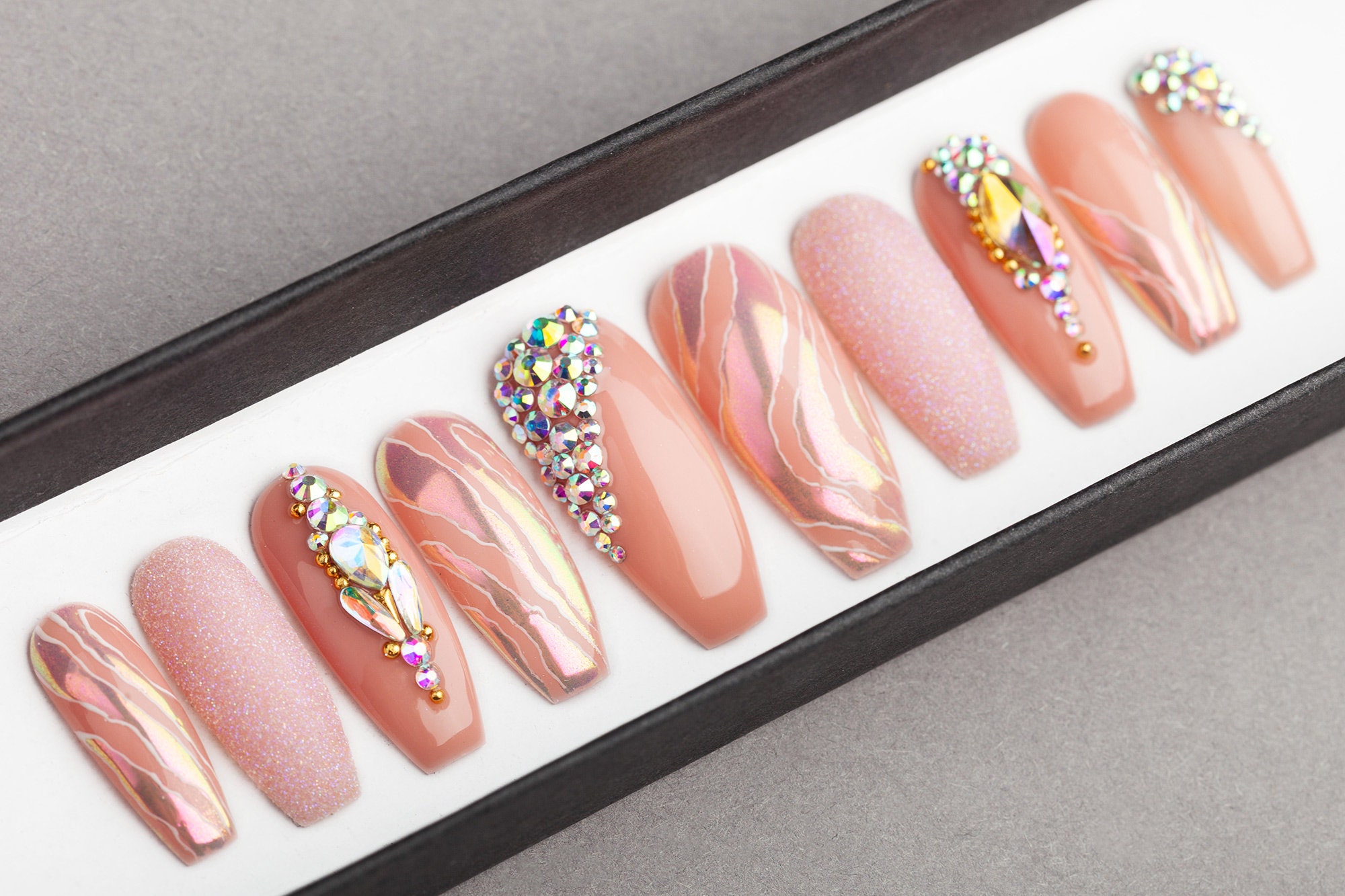 Pearl Beige Press on Nails Fake Nails False Nails Glue | Etsy