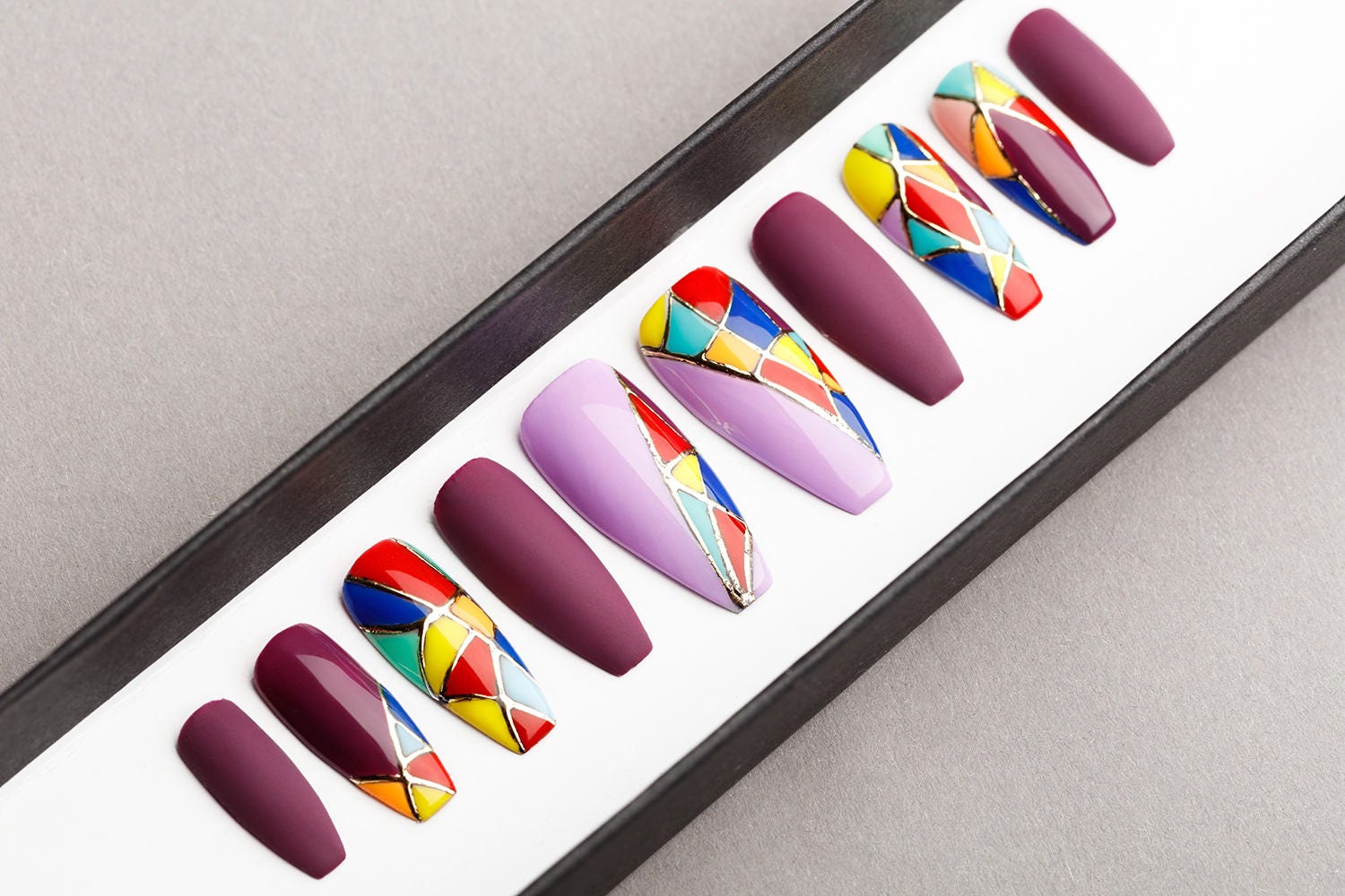 Enamel Jewelry Inspired Press on Nails Hand Painted Nail Art | Etsy