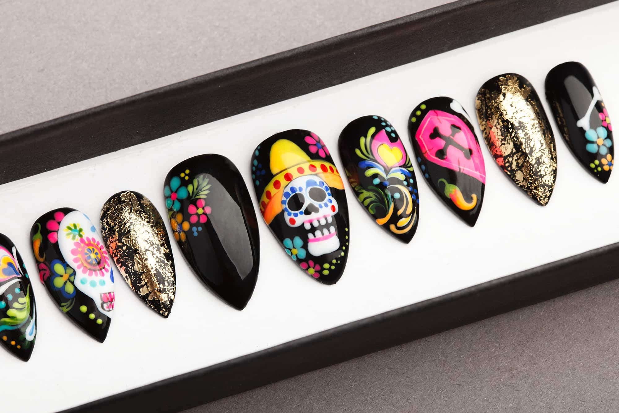 Dia De Los Muertos Press on Nails • Day of the Dead Nails • Fake Nails ...