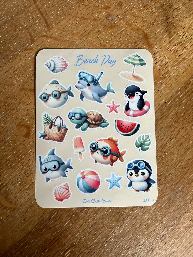 Beach Day Sticker Sheet Sticker Sheet Journal Stickers Summer - Etsy