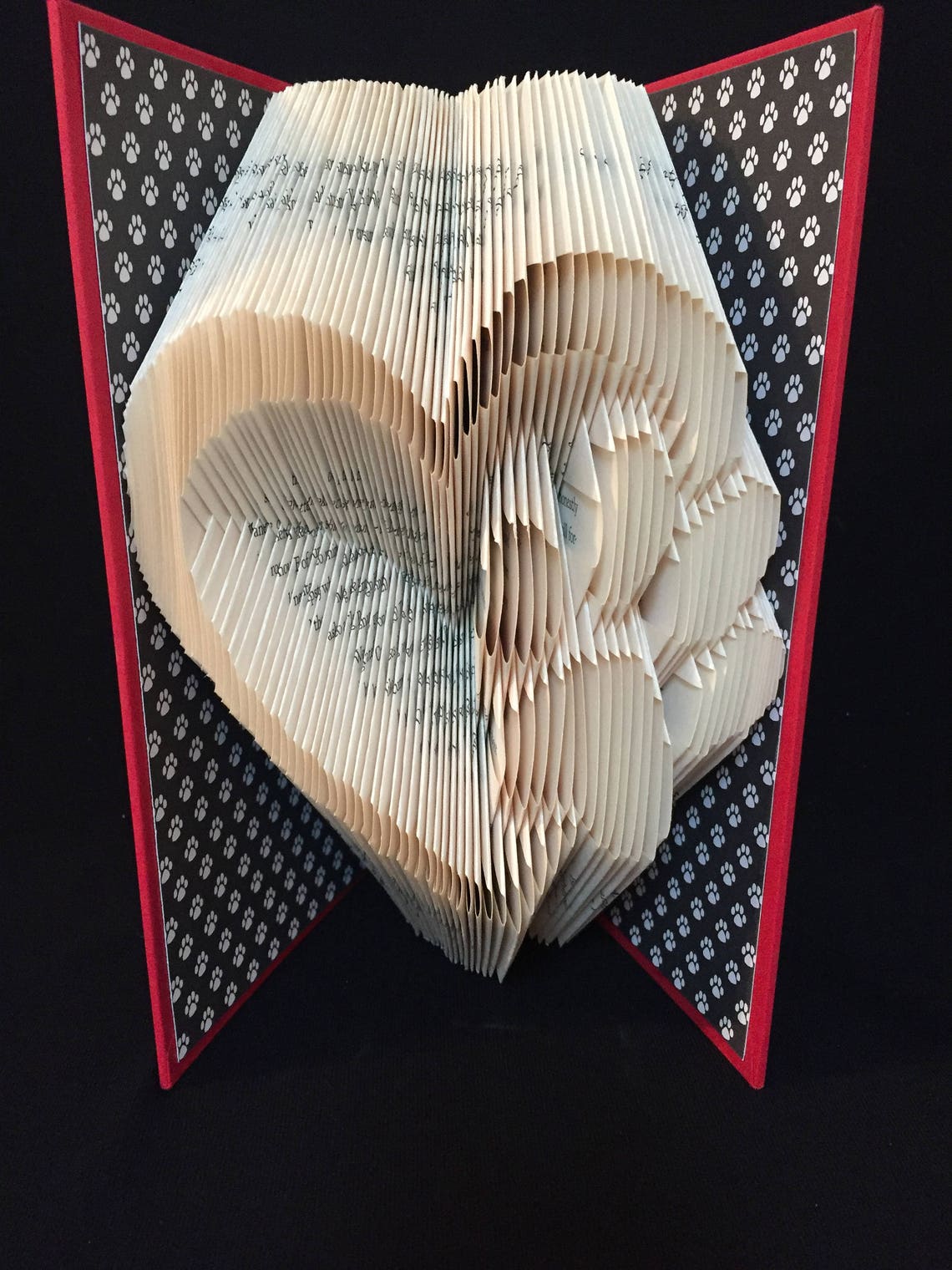 Folded Book Art-pet Paw in Heart-unique Gift-custom Hand Made - Etsy