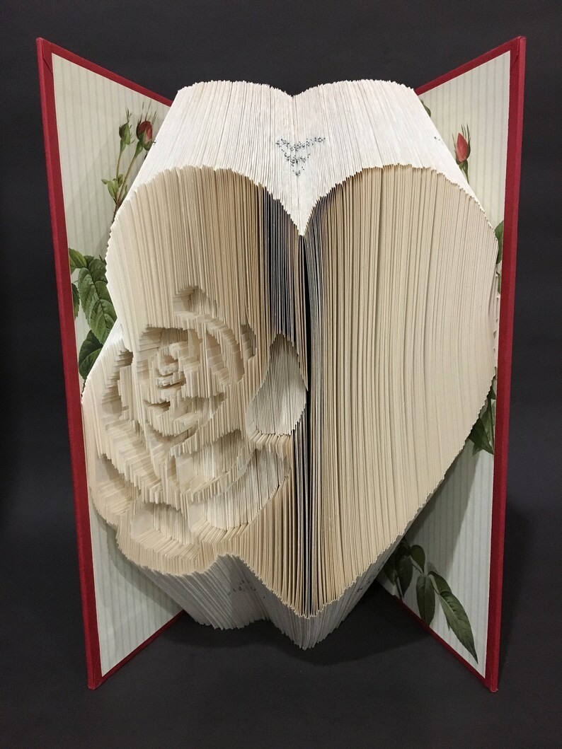 Folded Book Art-Rose in Heart-Gift for Her Gift for | Etsy