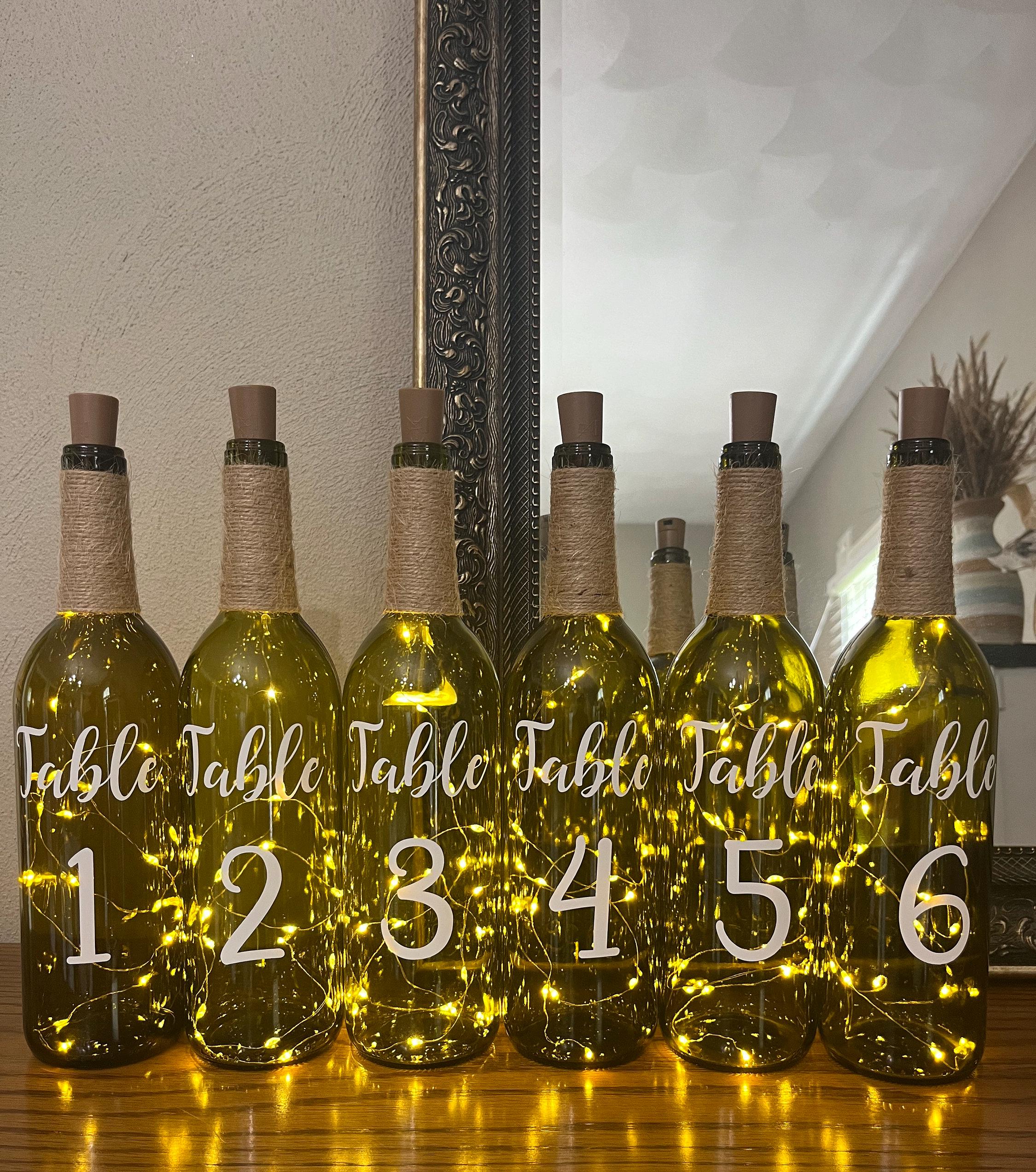 Wedding Table Numbers | Lighted Wine Bottle Centerpieces | Wedding ...