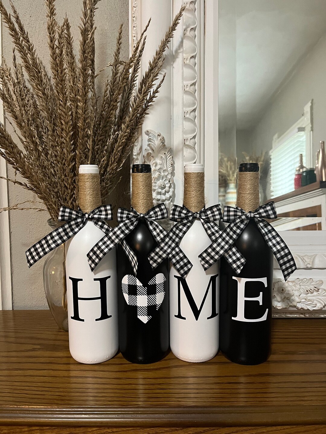 Modern Farmhouse Buffalo Plaid Decor County Decor Wine Bottle Home ...