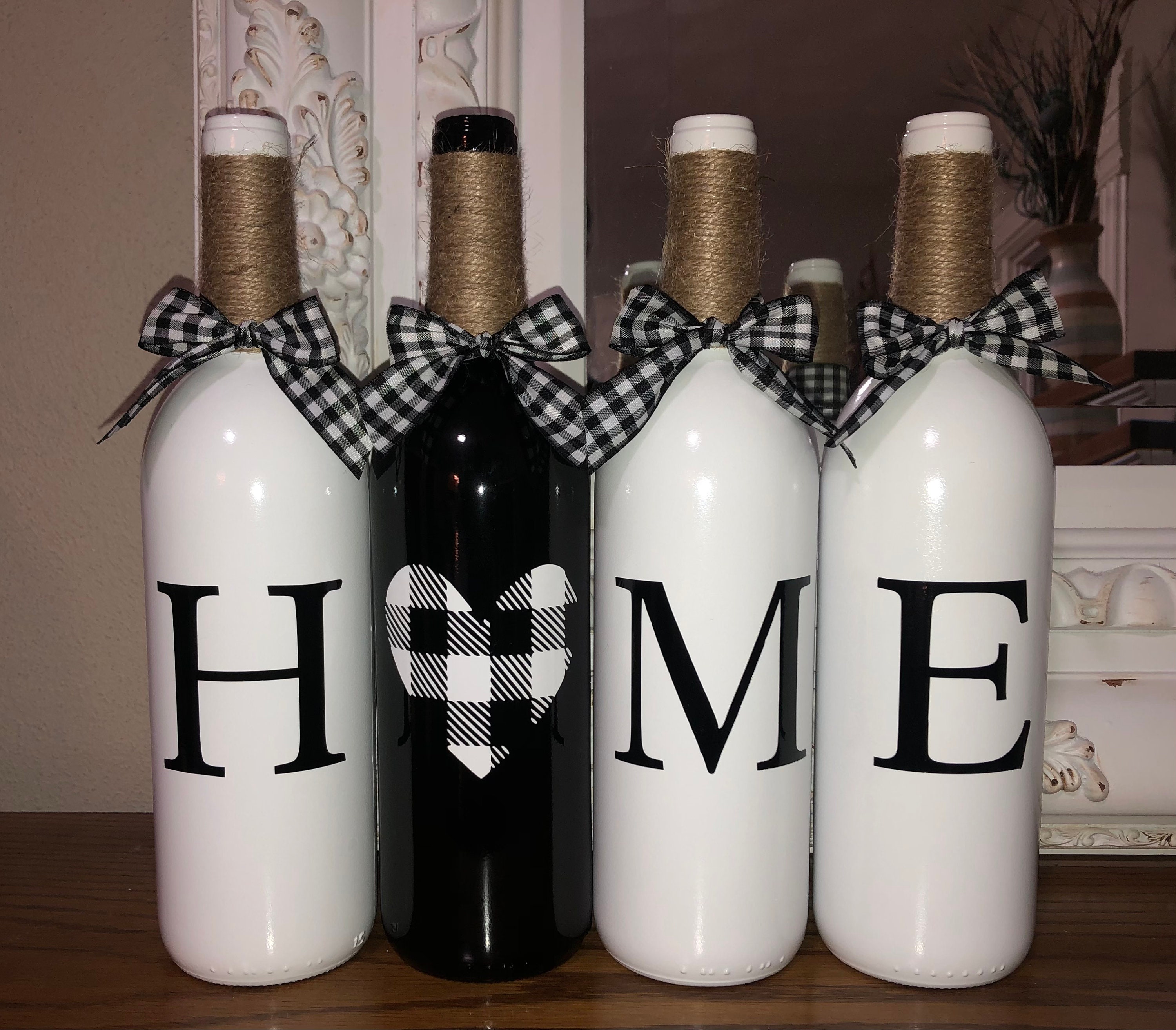 Modern Farmhouse Buffalo Plaid Decor County Decor Wine | Etsy