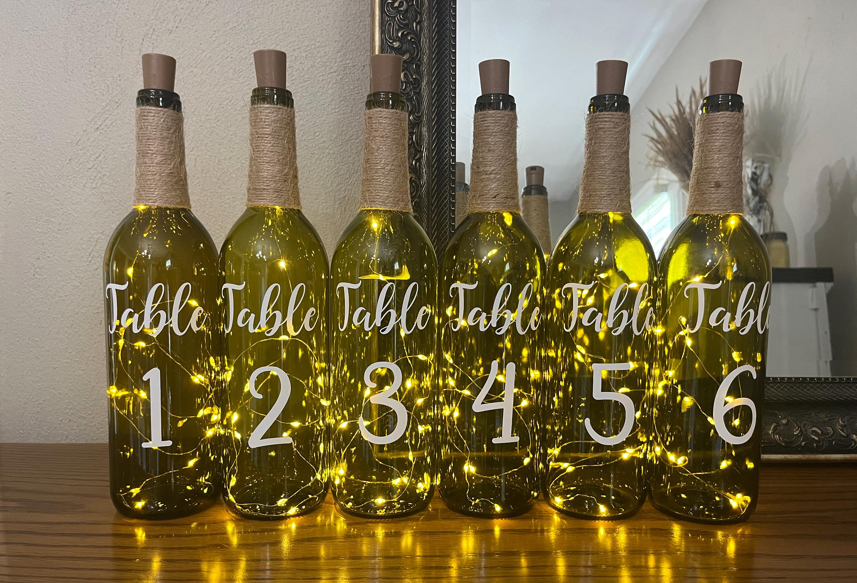 Wedding Table Numbers | Lighted Wine Bottle Centerpieces | Wedding ...