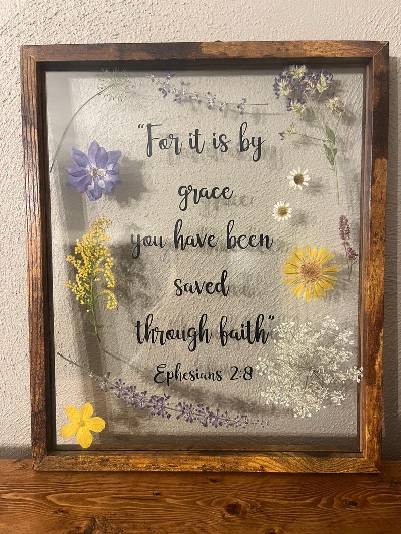 Pressed Flower Frame | Christian Home Decor | Bible Verse Decor | Dried ...