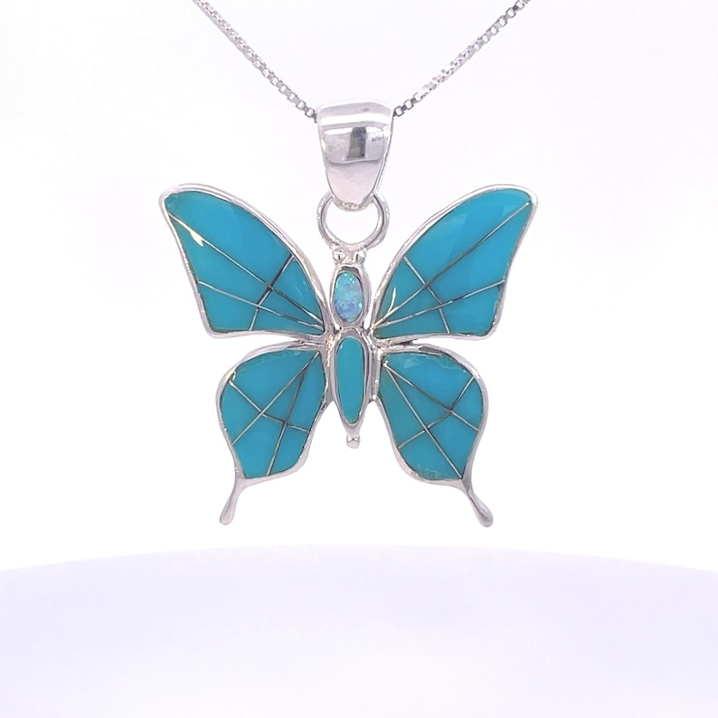 Sterling Silver American Turquoise and Created Opal Inlaid Elegant ...