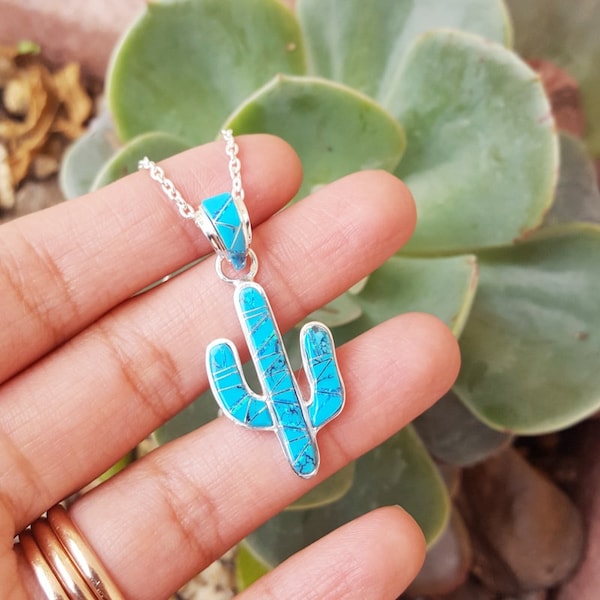 Turquoise Cactus Necklace - Etsy