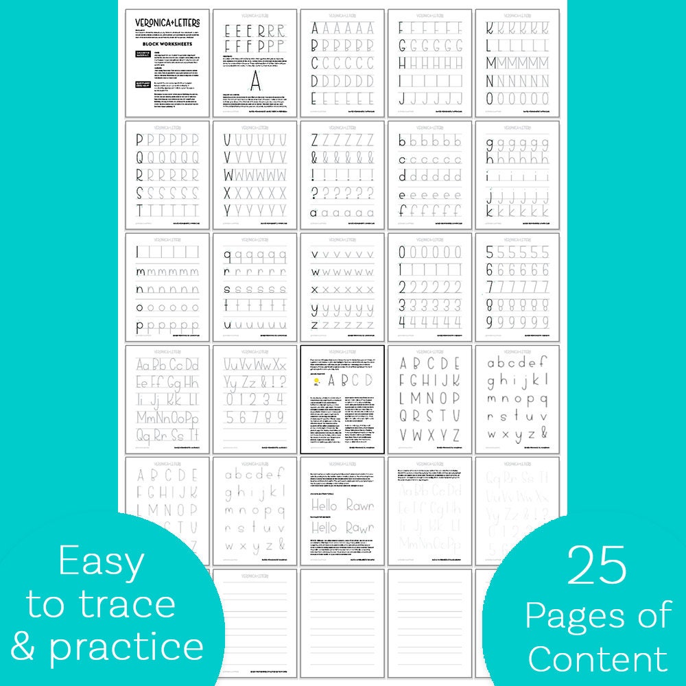 Block Lettering Worksheets - Etsy