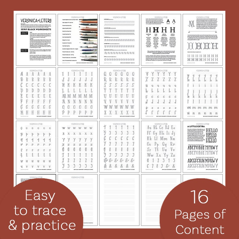 Serif Block Worksheets | Etsy